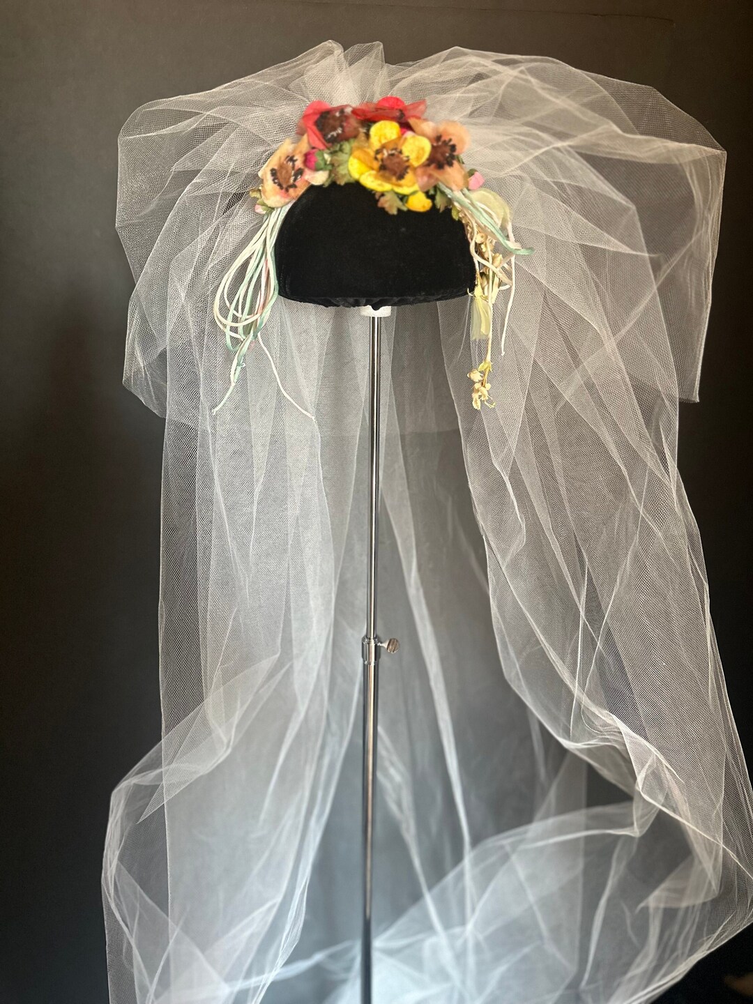 Floral Poppy Bridal Headpiece and Veil Wedding Bridal Head - Etsy