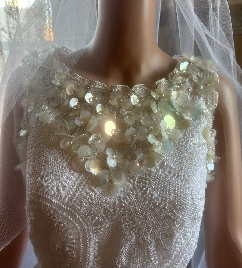 Rare Bobbin Lace Wedding Gown Old Handcraft Technique White Lace A-line ...