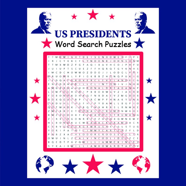 US Presidents Word Search Puzzle Worksheet Activity | Printable Puzzle ...