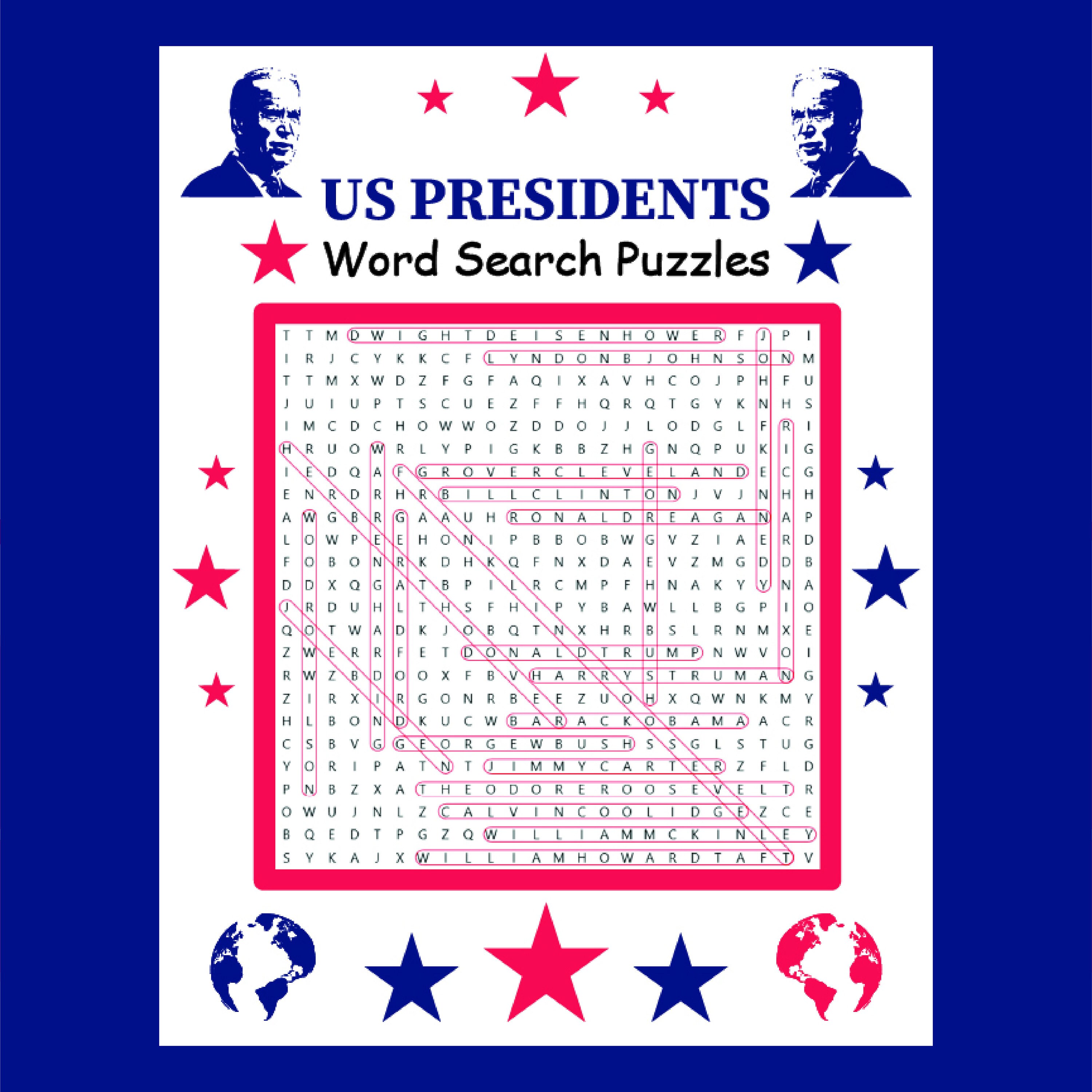 US Presidents Word Search Puzzle Worksheet Activity | Printable Puzzle ...