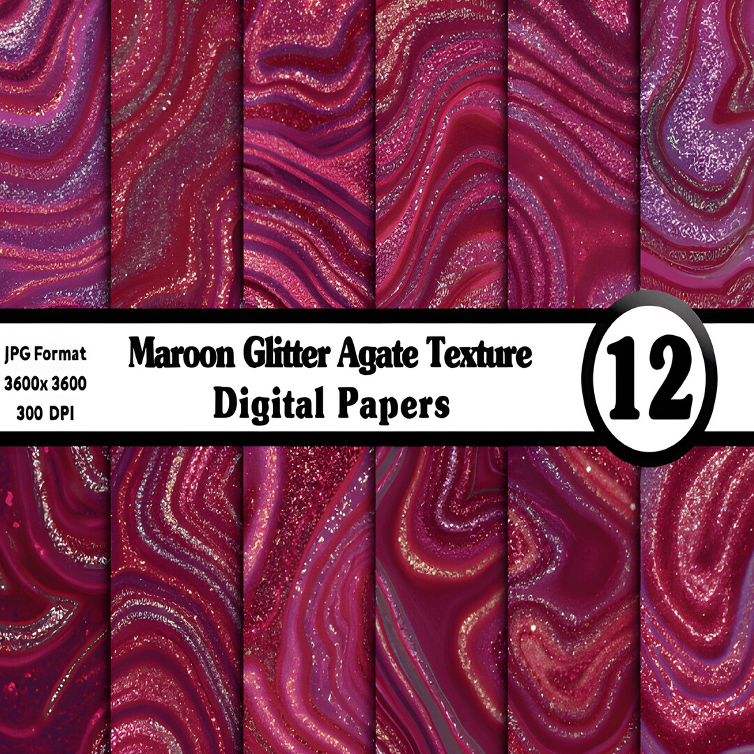 Maroon Glitter Agate Texture Digital Paper, Glitter Agate Watercolor ...