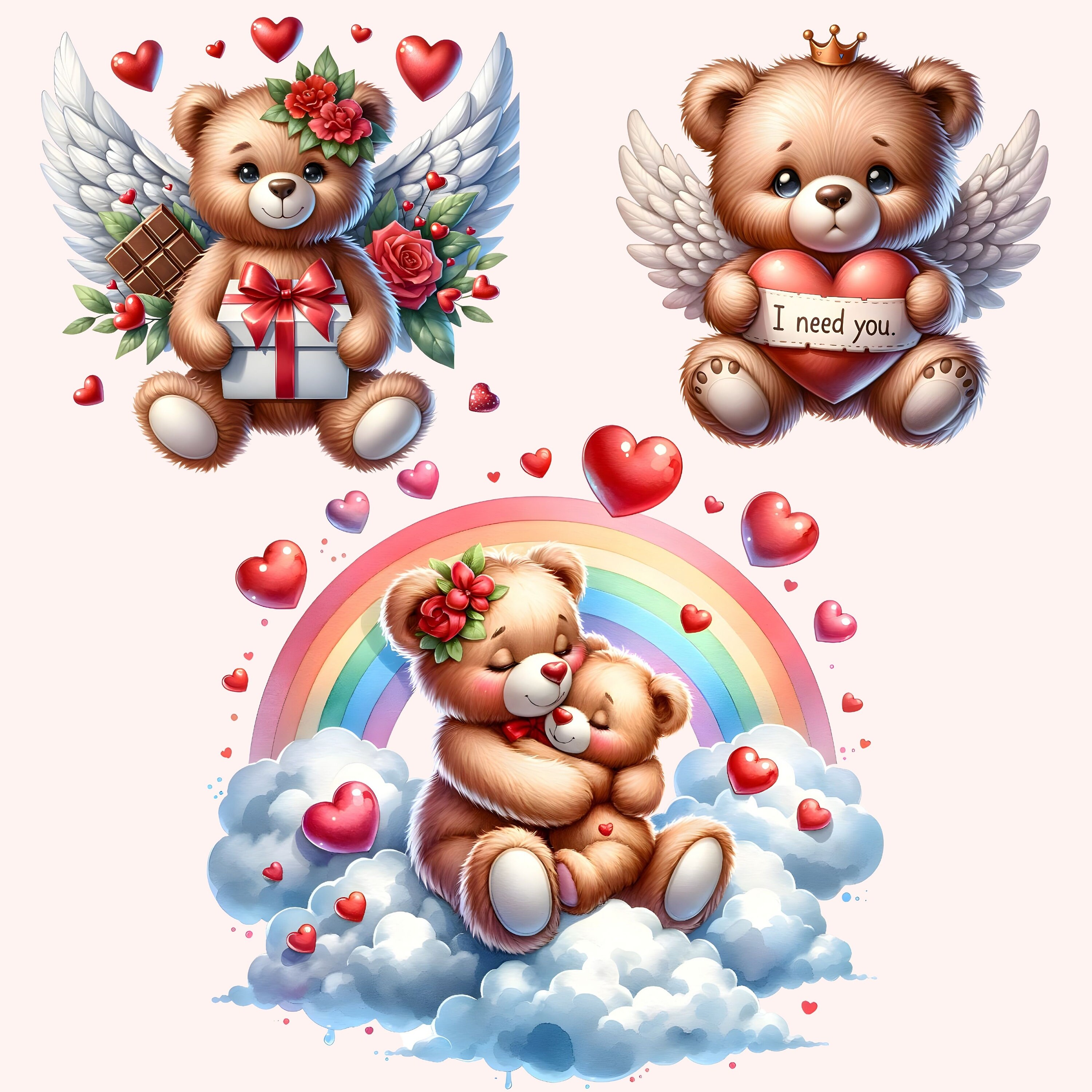 29 Valentines Teddy Bear Clipart Bundle, Bear Valentines Day Love PNG ...