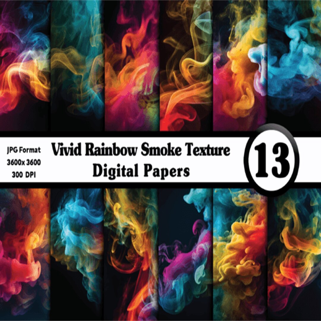 Vivid Rainbow Smoke Background Texture, Smoke Digital Paper, Printable ...