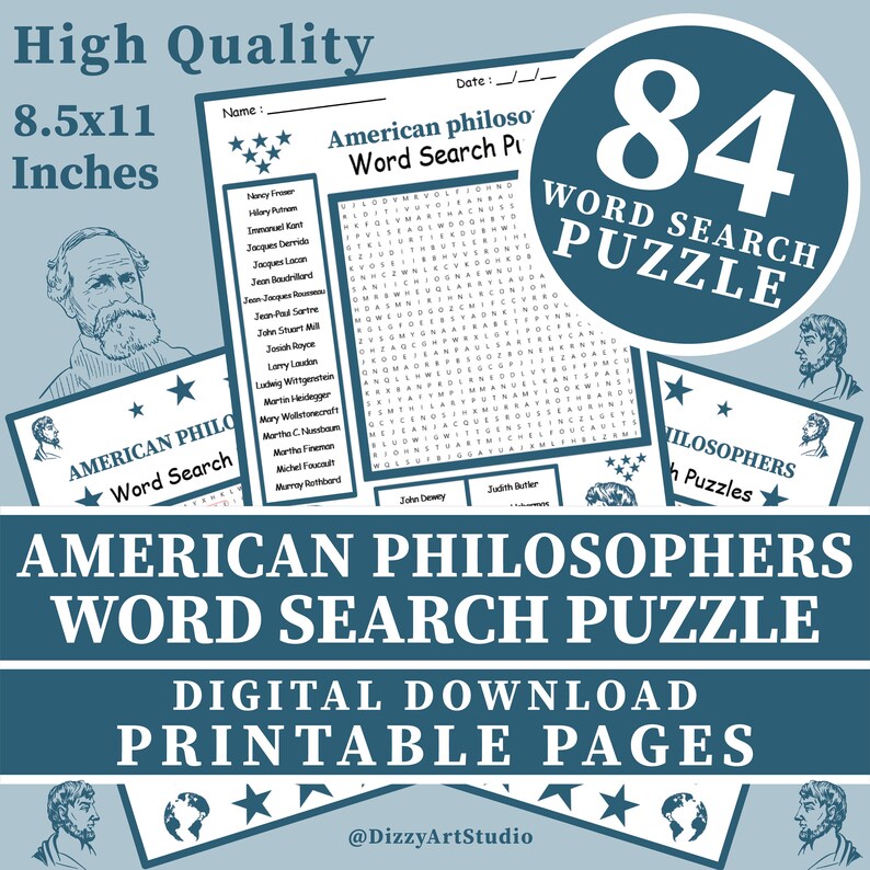 American Philosophers Word Search Puzzle Worksheet Activity | Printable ...