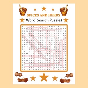 Spices and Herbs Word Search Puzzle Worksheet Activity | 100 Printable ...