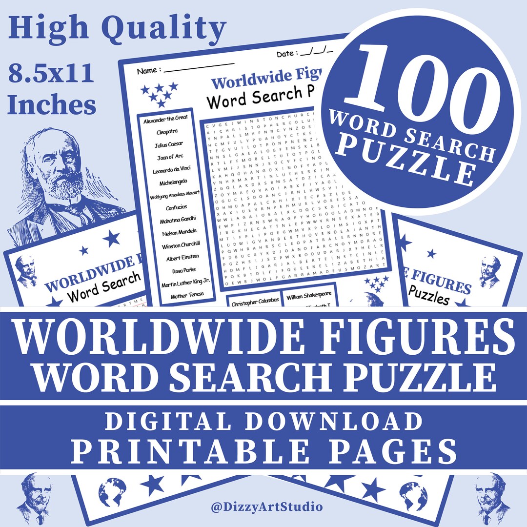 Worldwide Figures Word Search Puzzle Worksheet Activity | Printable ...
