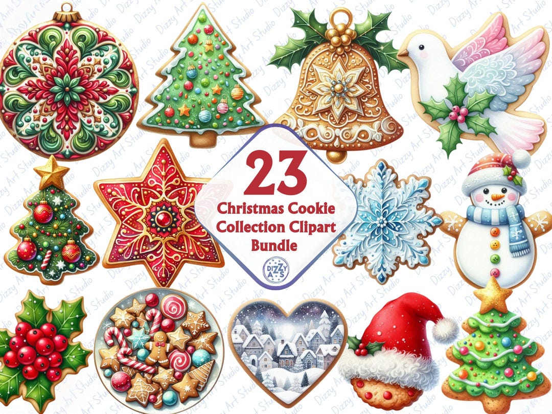 Christmas Cookie Clipart Collection - Festive Digital Holiday Art ...