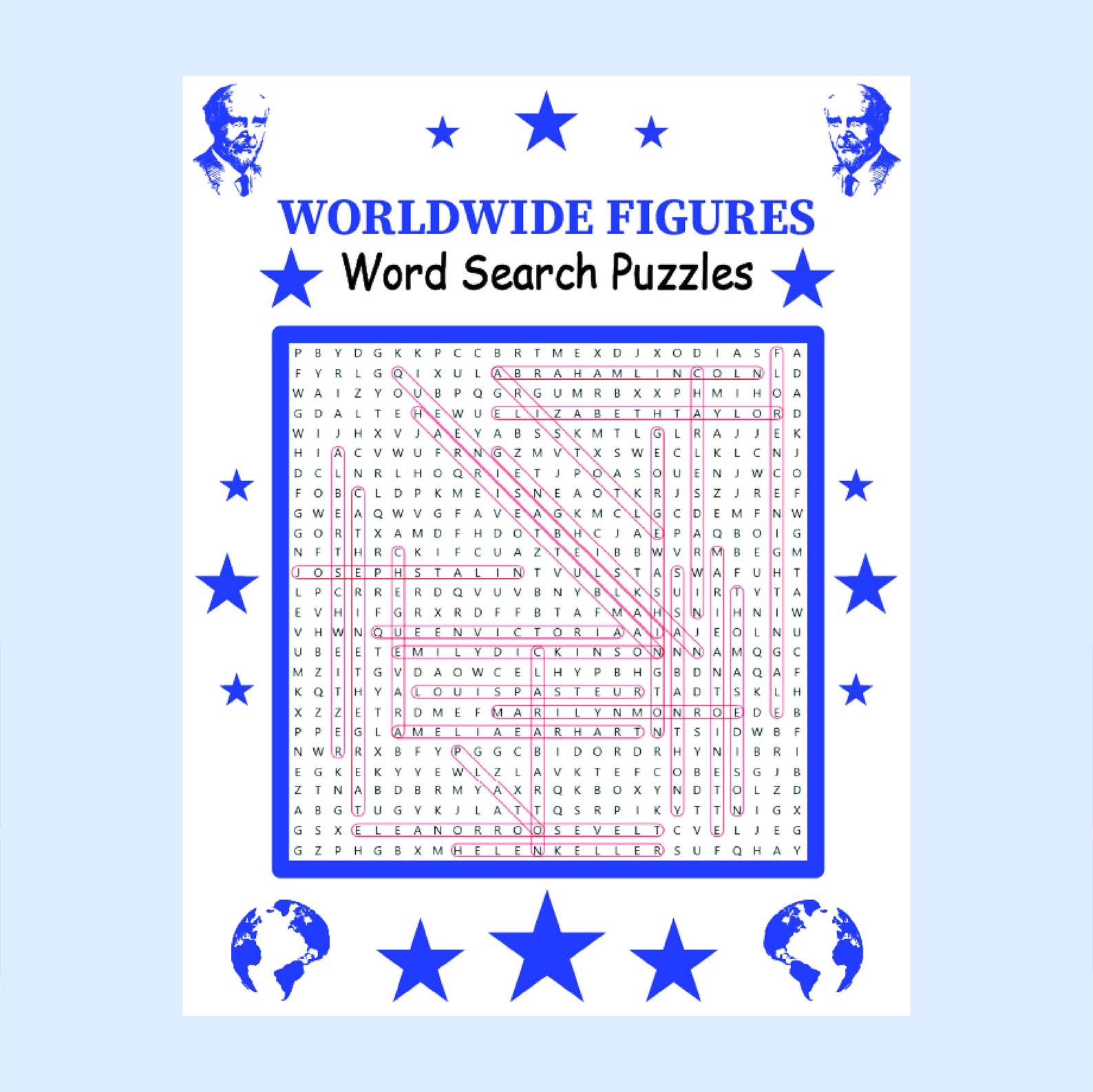Worldwide Figures Word Search Puzzle Worksheet Activity | Printable ...