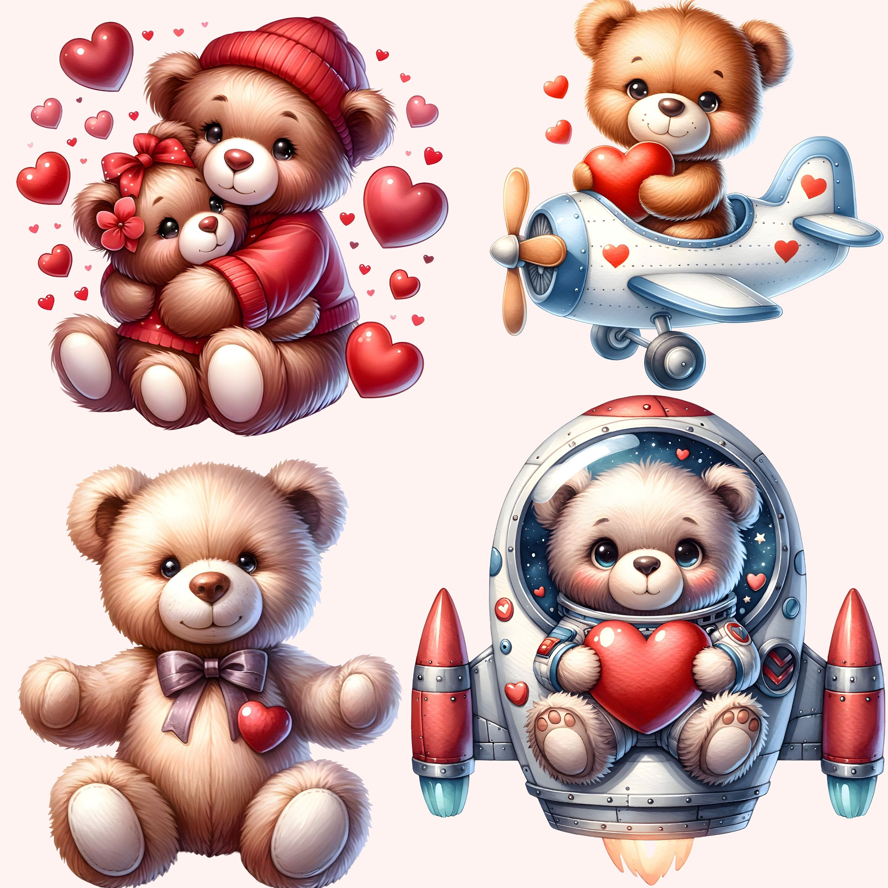 29 Valentines Teddy Bear Clipart Bundle, Bear Valentines Day Love PNG ...