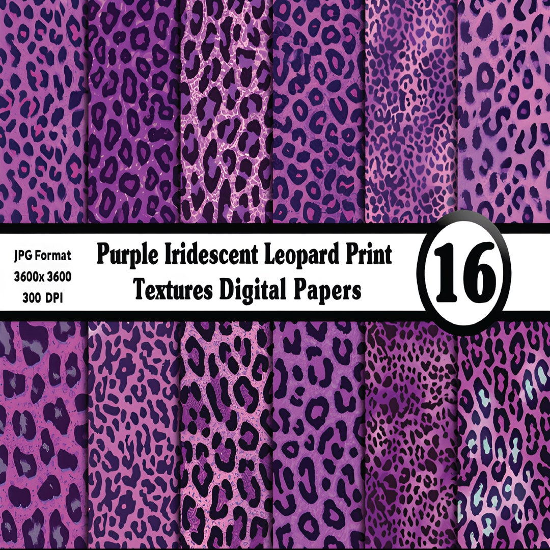 Purple Iridescent Leopard Print Digital Paper, 12x12 300 Dpi, Fur ...