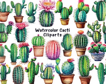 Watercolor Cactus Clipart - Watercolor Cacti and Plants Download ...