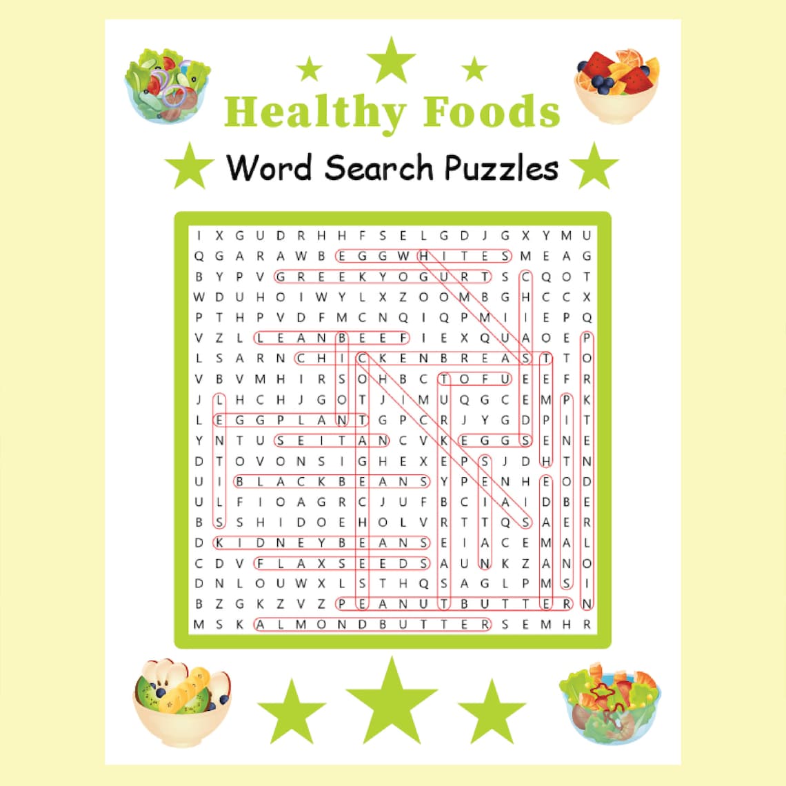 Healthy Foods Word Search Puzzle Worksheet Activity | 100 Printable ...