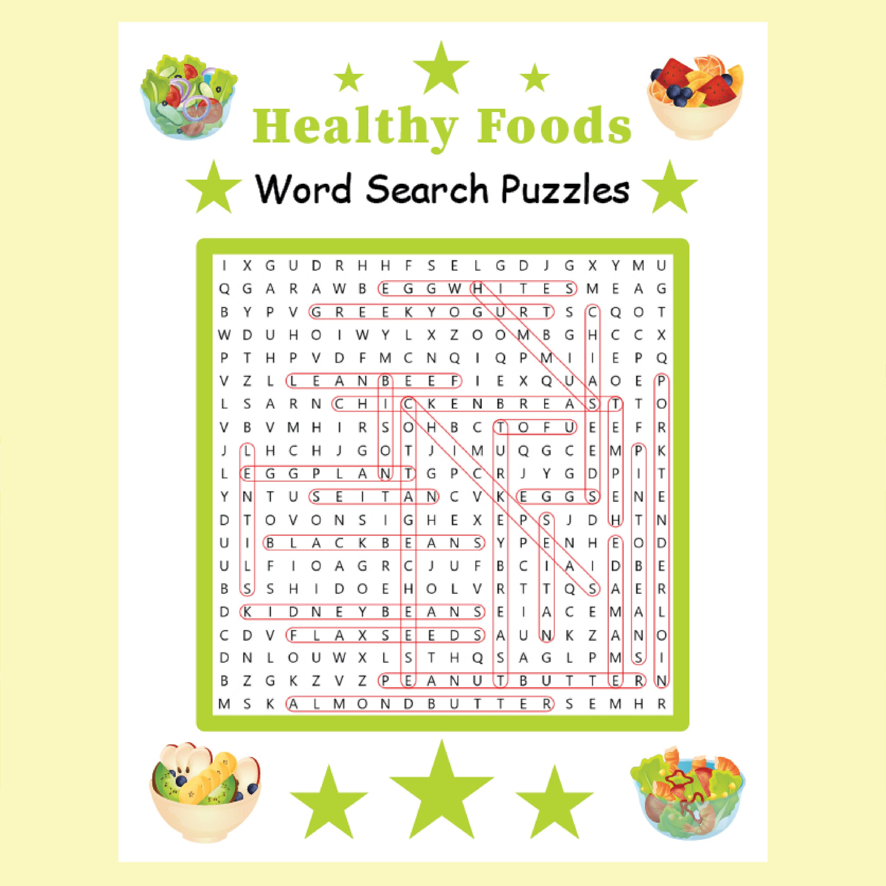 Healthy Foods Word Search Puzzle Worksheet Activity | 100 Printable ...