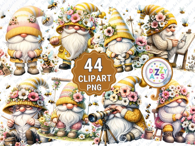 Watercolor Honey Bee Gnomes Clipart PNG - Watercolor Bee Gnome, Honey ...