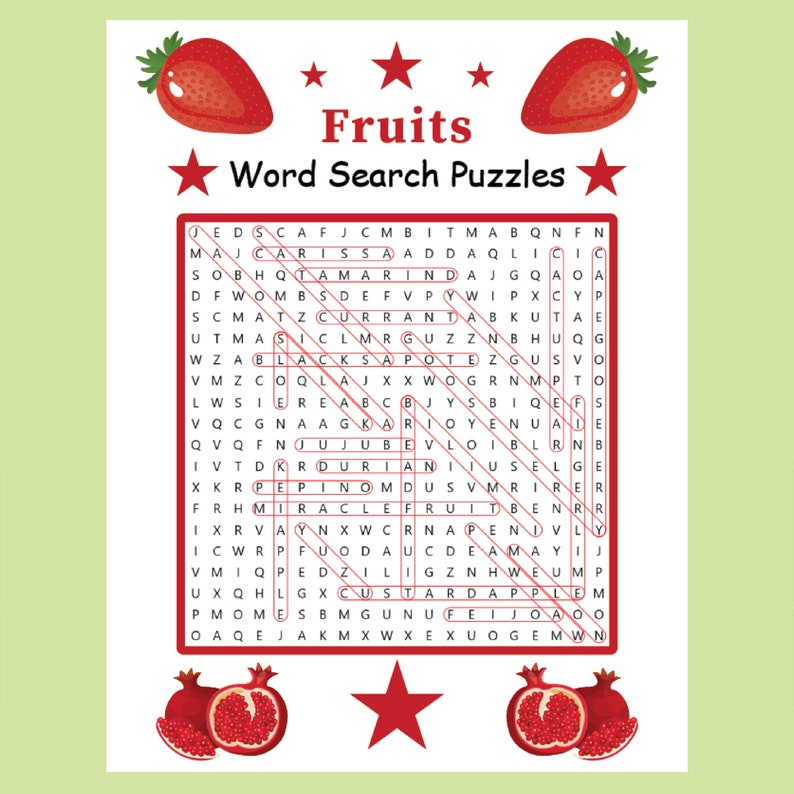 Fruits Word Search Puzzle Worksheet Activity | 100 Printable Puzzle ...