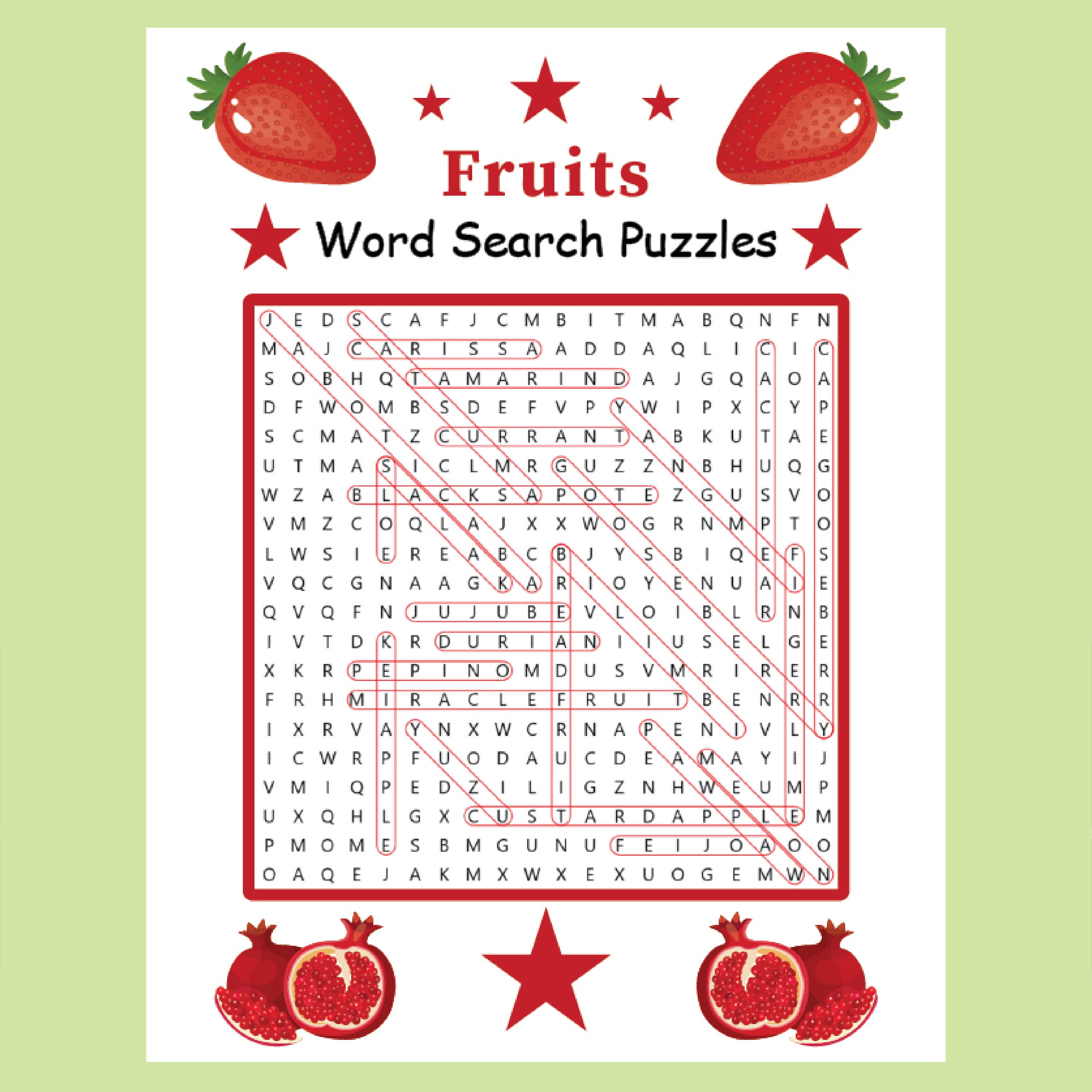 Fruits Word Search Puzzle Worksheet Activity | 100 Printable Puzzle ...