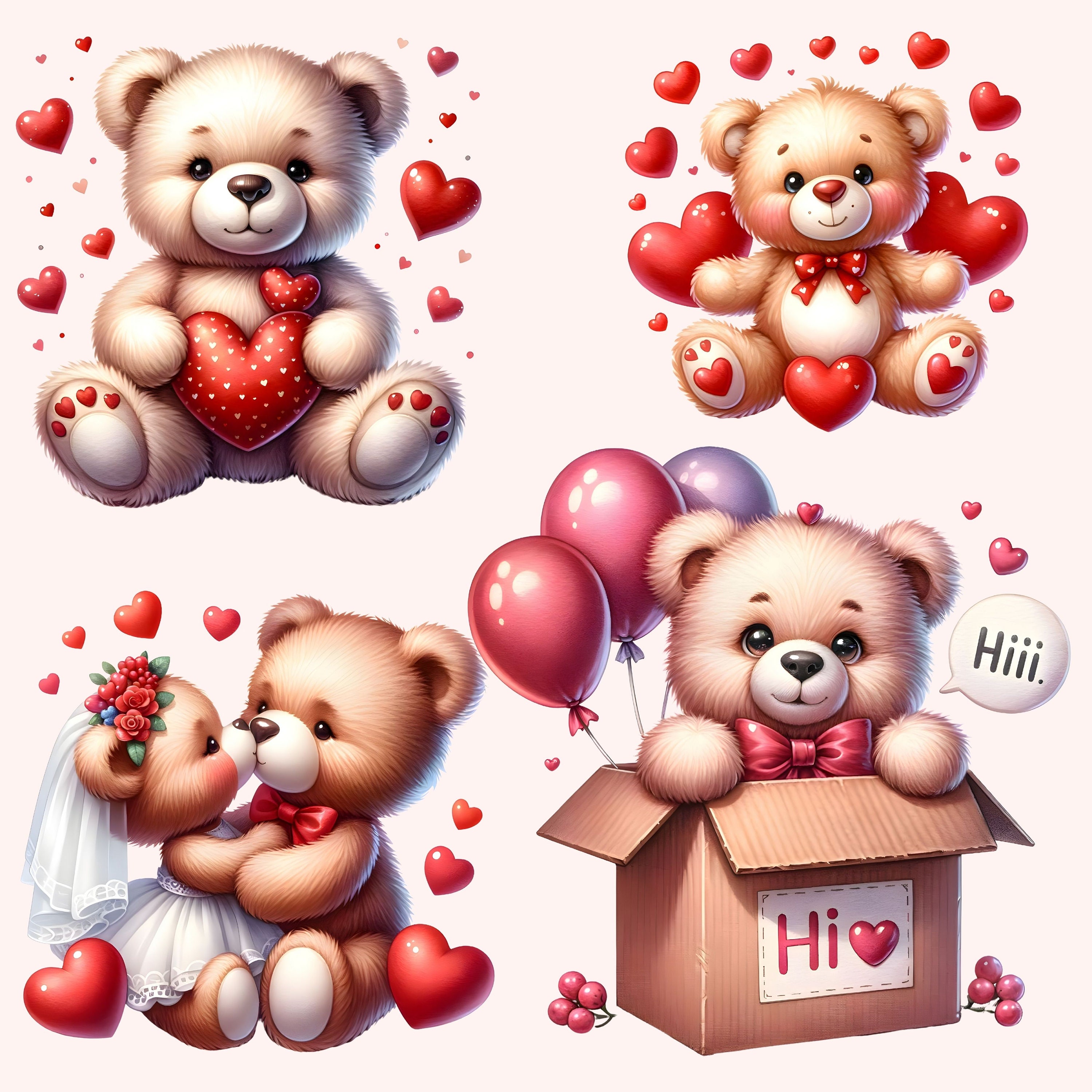 29 Valentines Teddy Bear Clipart Bundle, Bear Valentines Day Love PNG ...