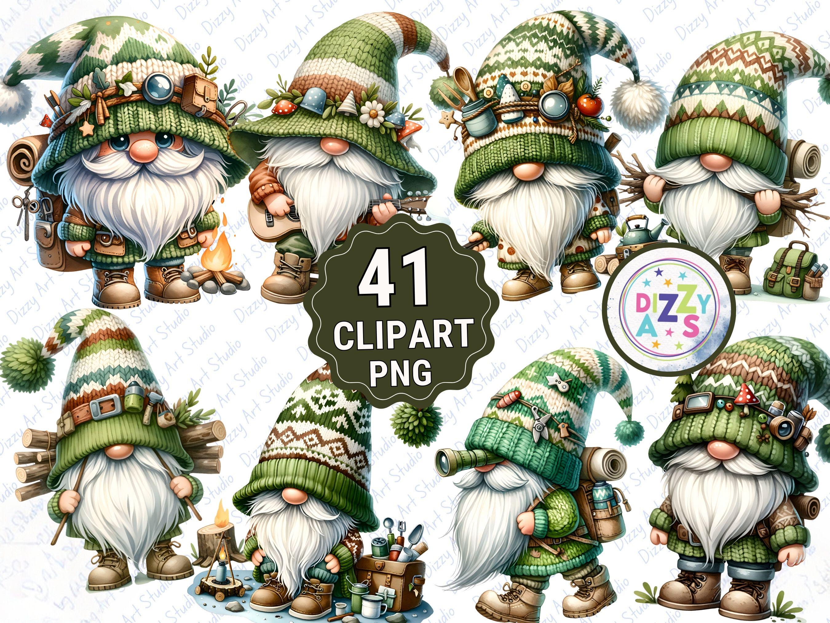 Watercolor Gnome Camping Clipart Bundle, Fall and Hiking Gnomes ...