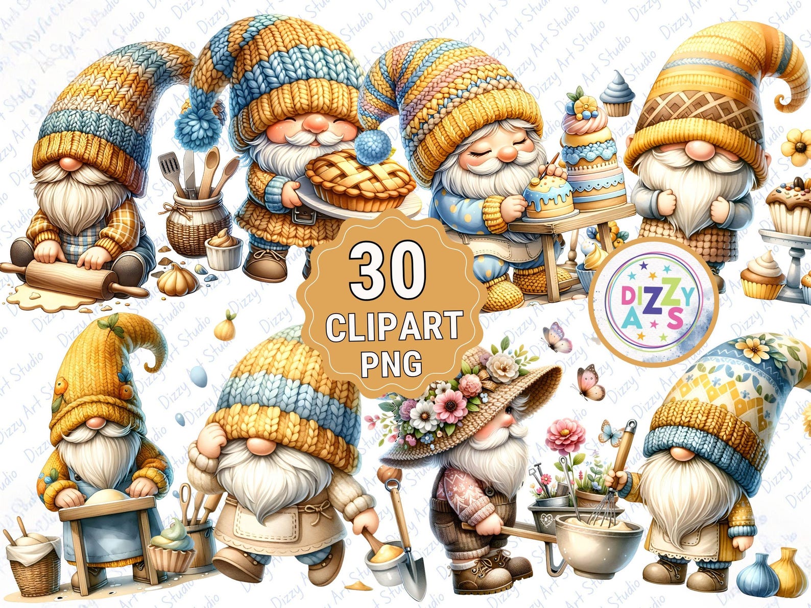 Watercolor Baker Gnome Clipart Pastry Chef Gnome, Baked With Love, Cake ...