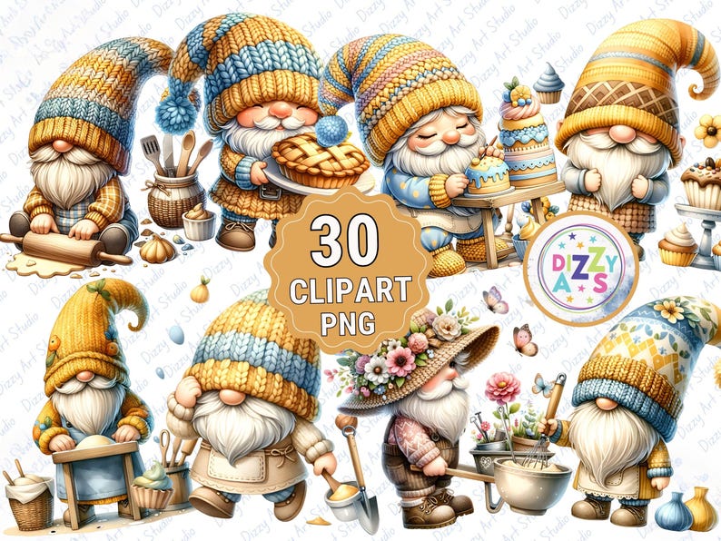 Watercolor Baker Gnome Clipart Pastry Chef Gnome, Baked With Love, Cake ...