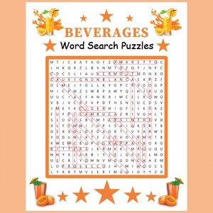 Beverages Word Search Puzzle Worksheet Activity | 100 Printable Puzzle ...