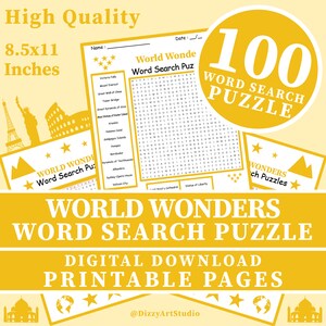 World Wonders Word Search Puzzle Worksheet Activity | 100 Printable ...