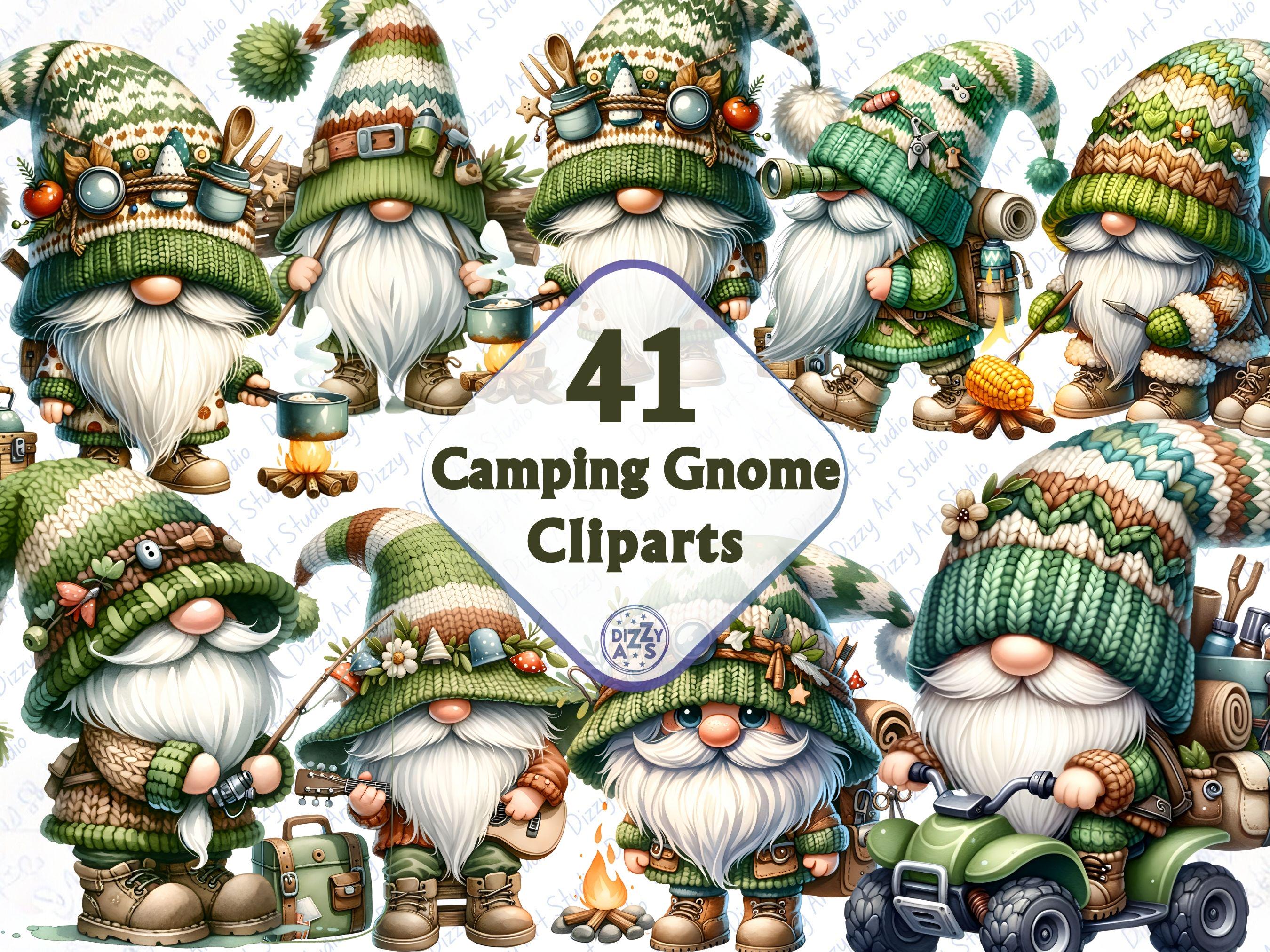 Watercolor Gnome Camping Clipart Bundle, Fall and Hiking Gnomes ...