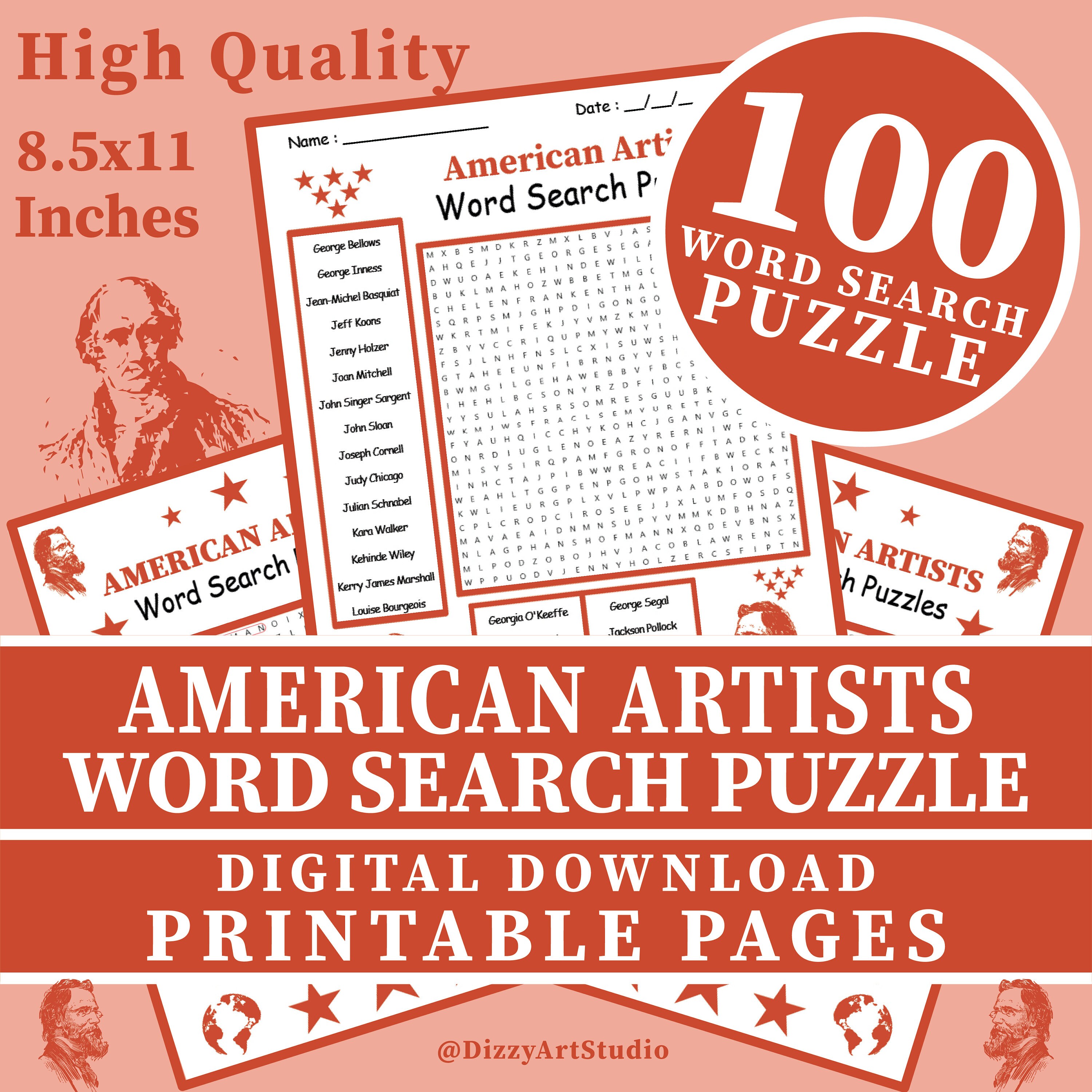 American Artists Word Search Puzzle Worksheet Activity | Printable ...