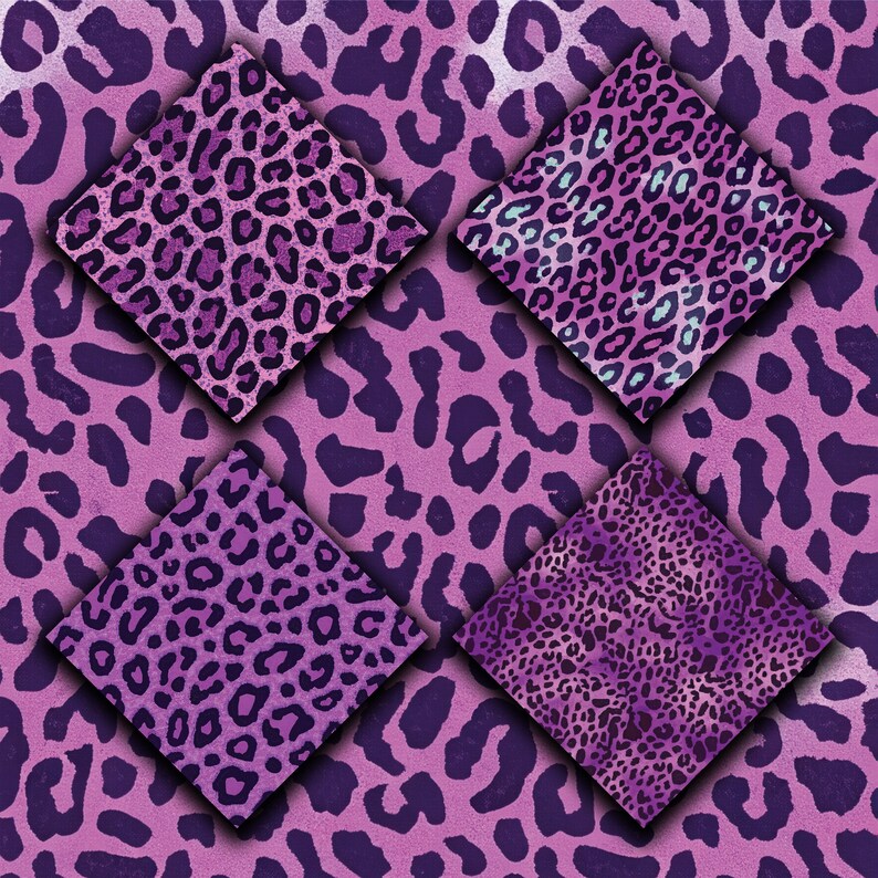 Purple Iridescent Leopard Print Digital Paper, 12x12 300 Dpi, Fur ...