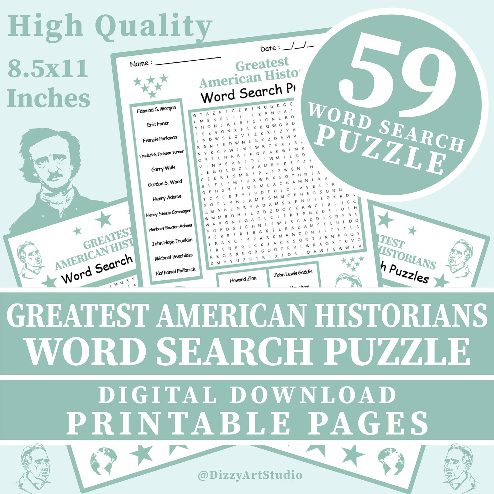 American Historians Word Search Puzzle Worksheet Activity | Printable ...
