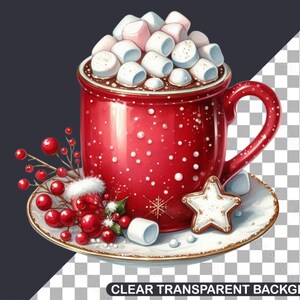 Watercolor Hot Chocolate Clipart - 27 PNG Hot Cocoa Bundle, Cozy Winter ...