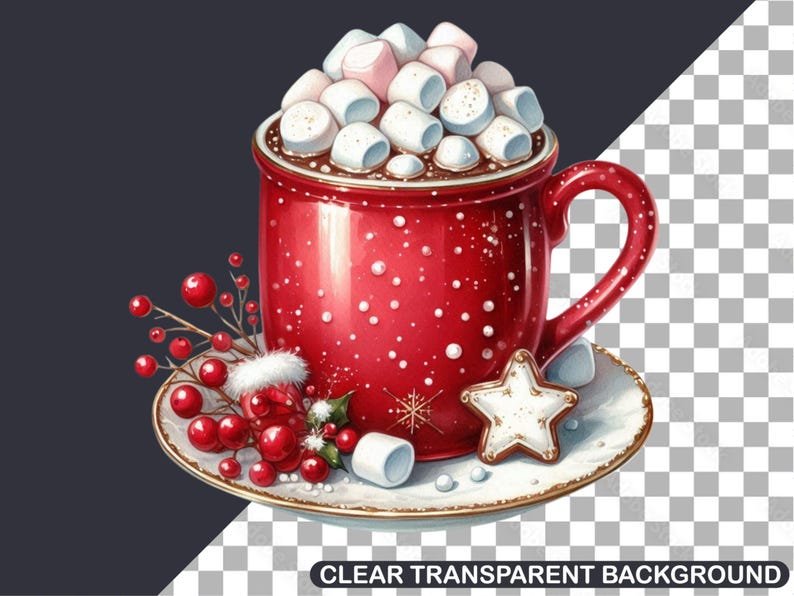 Watercolor Hot Chocolate Clipart - 27 PNG Hot Cocoa Bundle, Cozy Winter ...