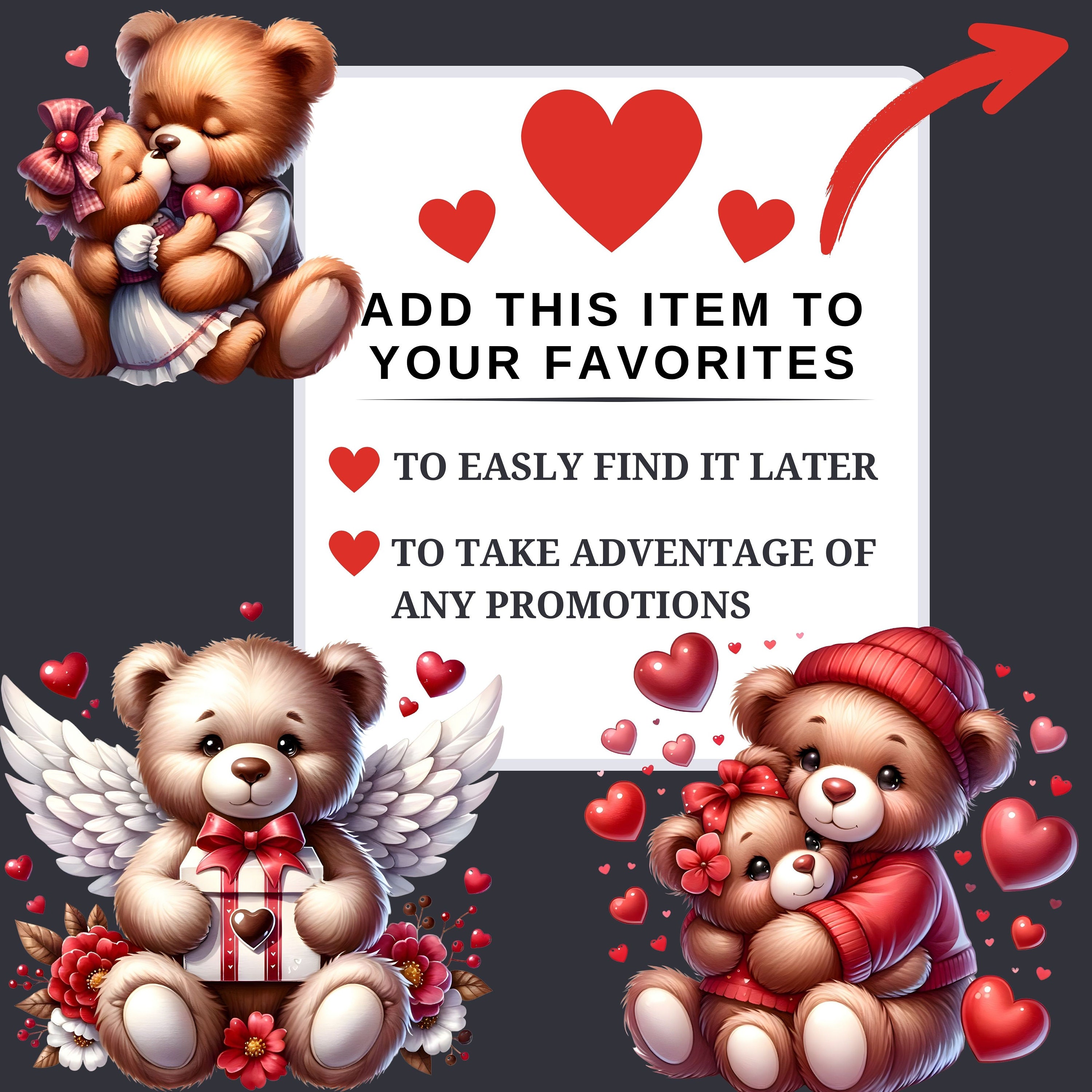 29 Valentines Teddy Bear Clipart Bundle, Bear Valentines Day Love PNG ...