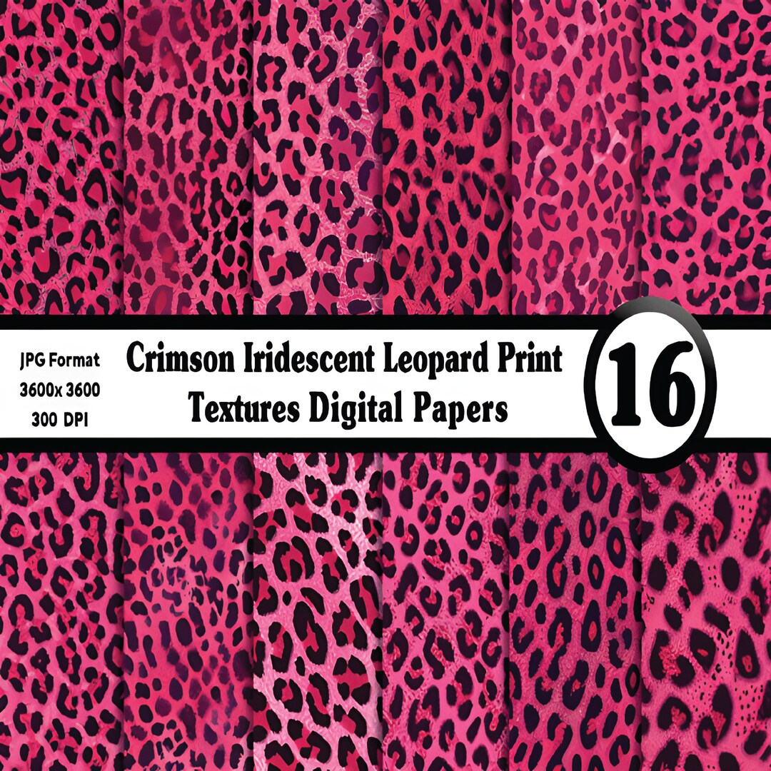 Seamless Crimson Iridescent Leopard Print Digital Paper - Etsy