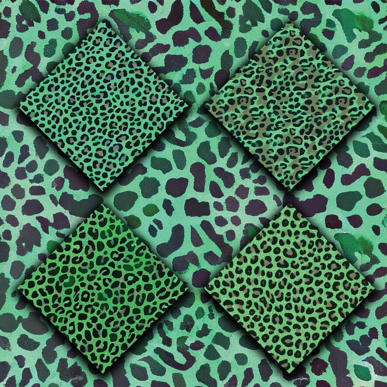 Green Iridescent Leopard Print Digital Paper, 12x12 300 Dpi, Fur ...