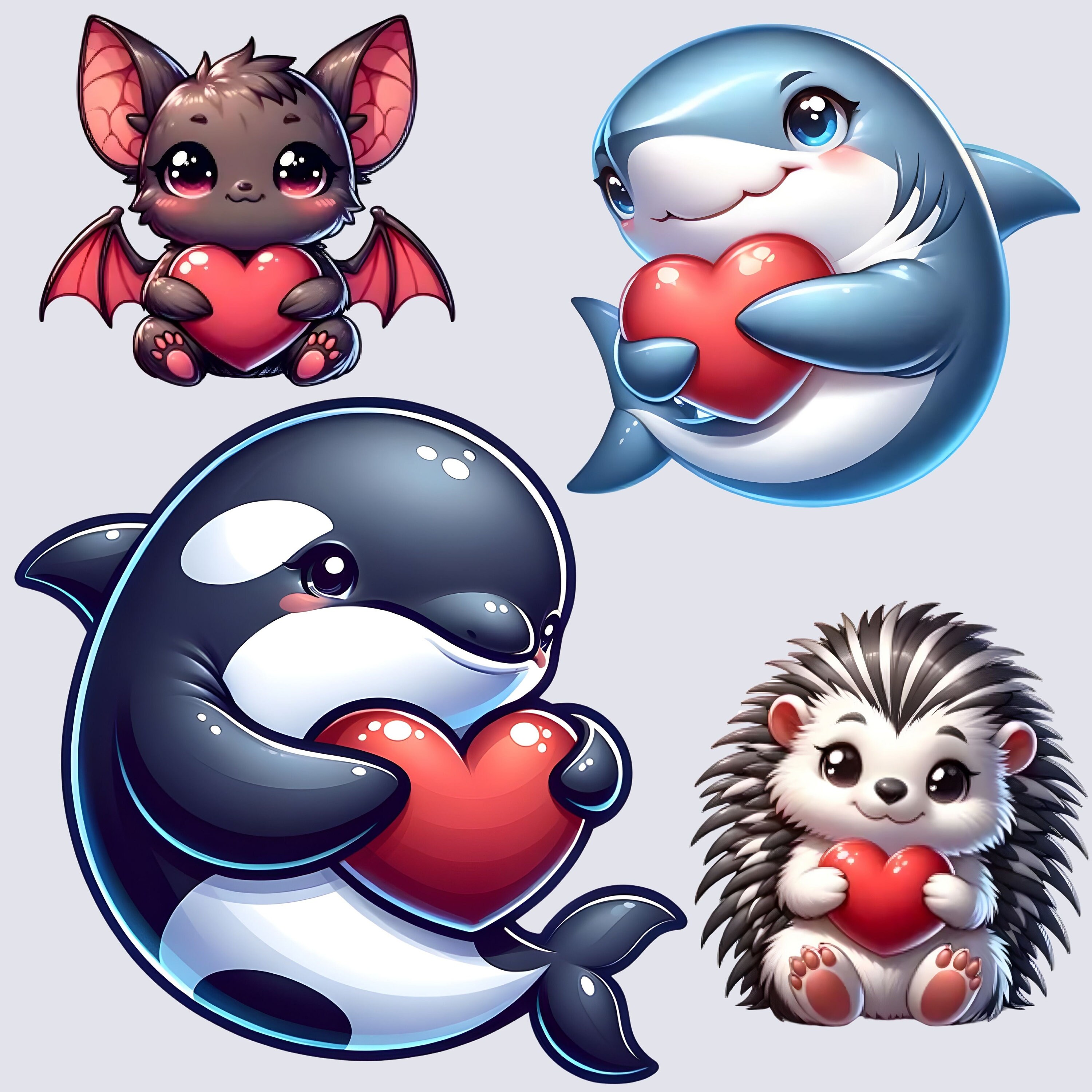 Valentines Day Animal Clipart Bundle, Animal Hugging Heart PNG ...