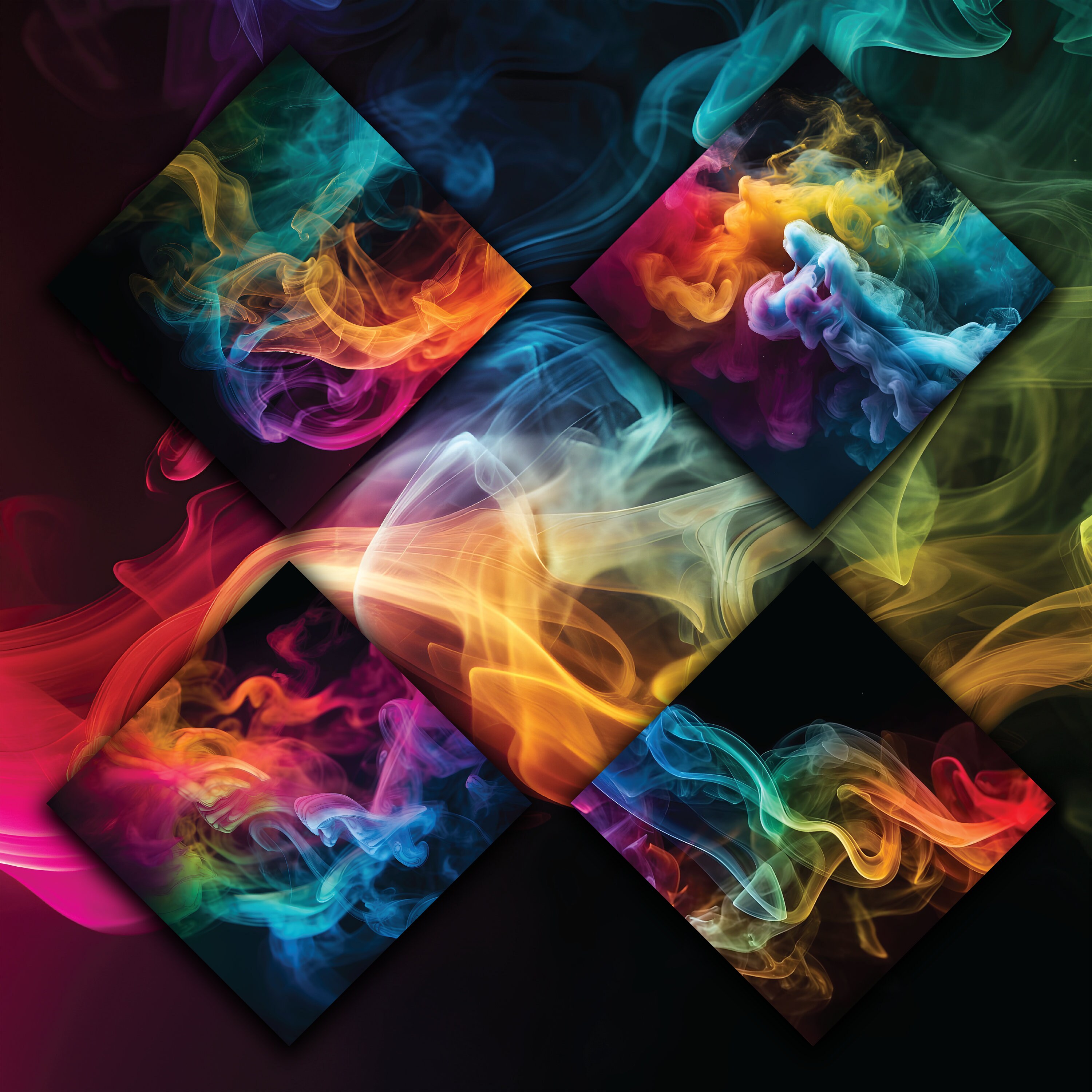 Vivid Rainbow Smoke Background Texture, Smoke Digital Paper, Printable ...