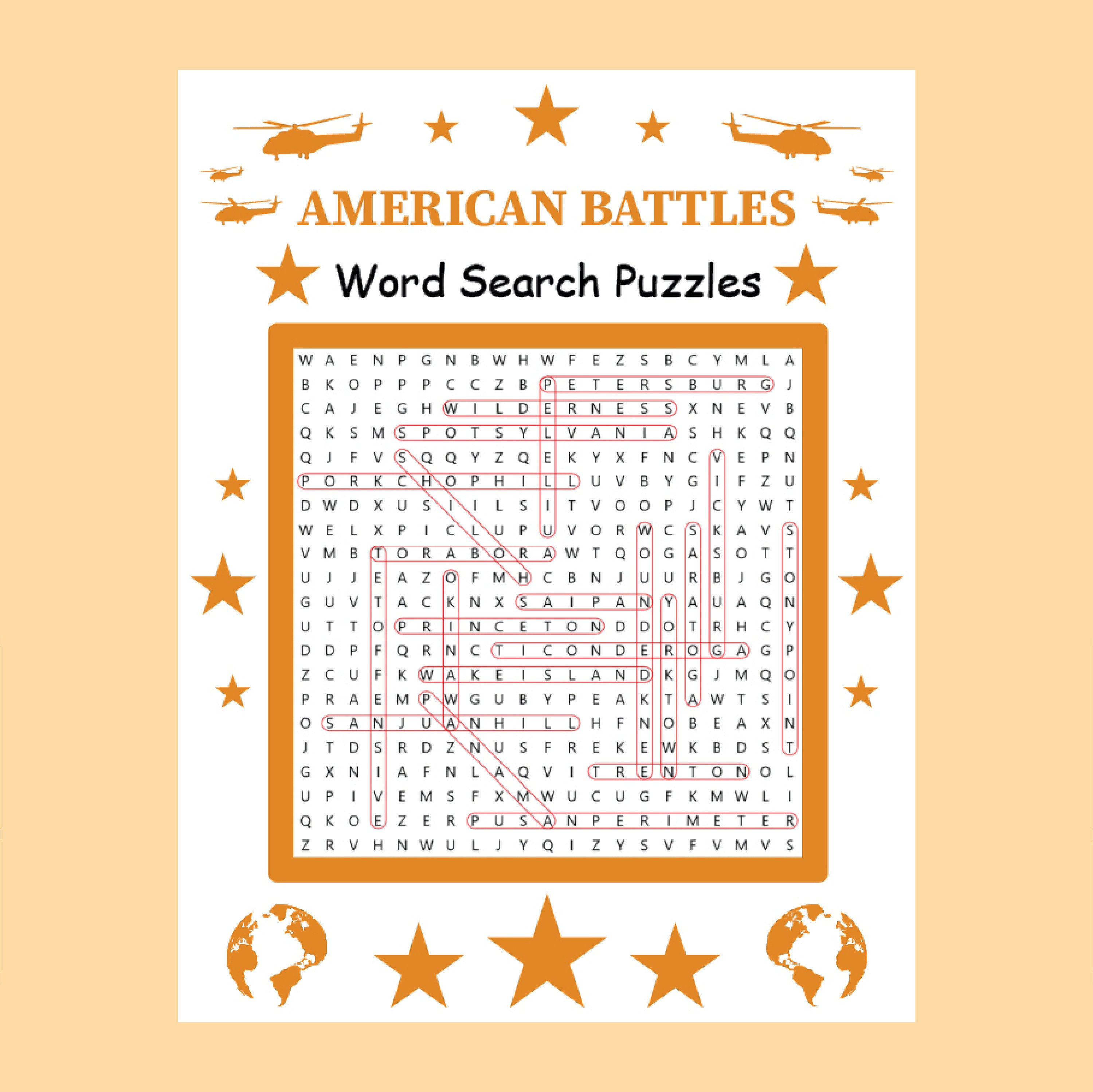 American Battles Word Search Puzzle Worksheet Activity | Printable ...
