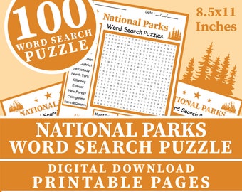 National Parks Word Search - Etsy