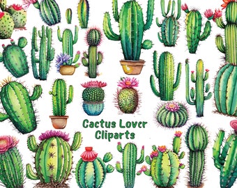 Watercolor Cactus Clipart Watercolor Cacti and Plants Download Potted ...