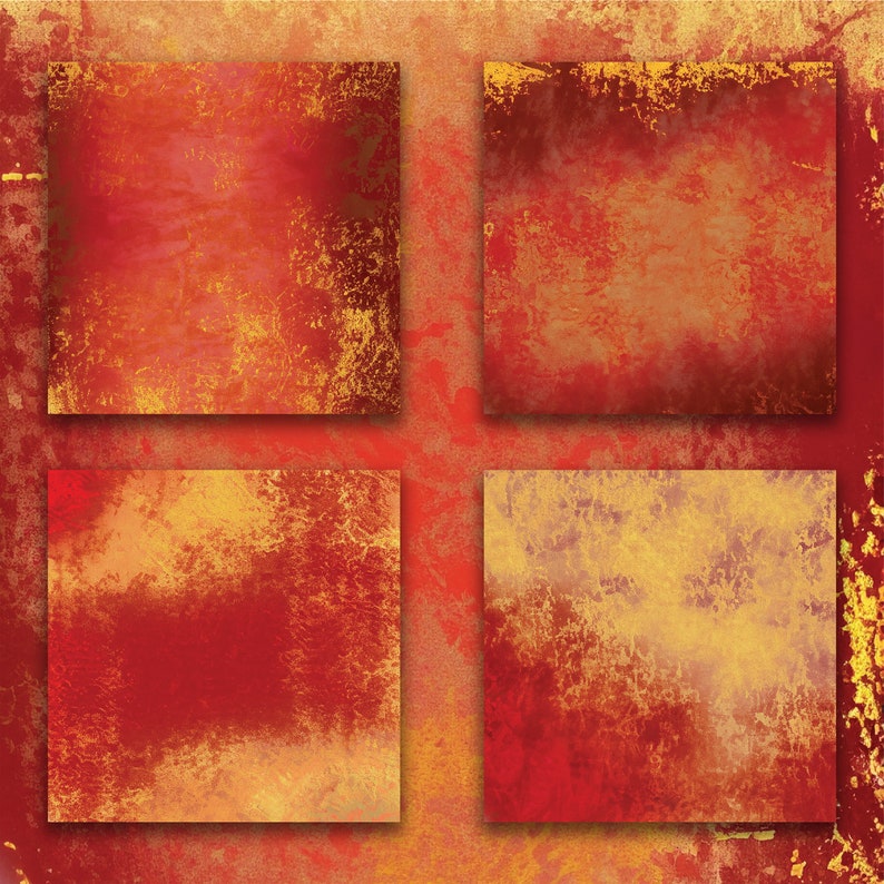 Grunge Red and Gold Textures, Vintage Antique Texture Scrapbook Paper ...