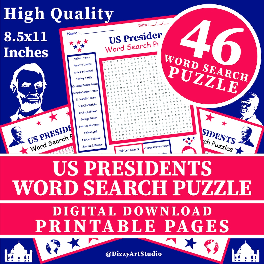 US Presidents Word Search Puzzle Worksheet Activity | Printable Puzzle ...
