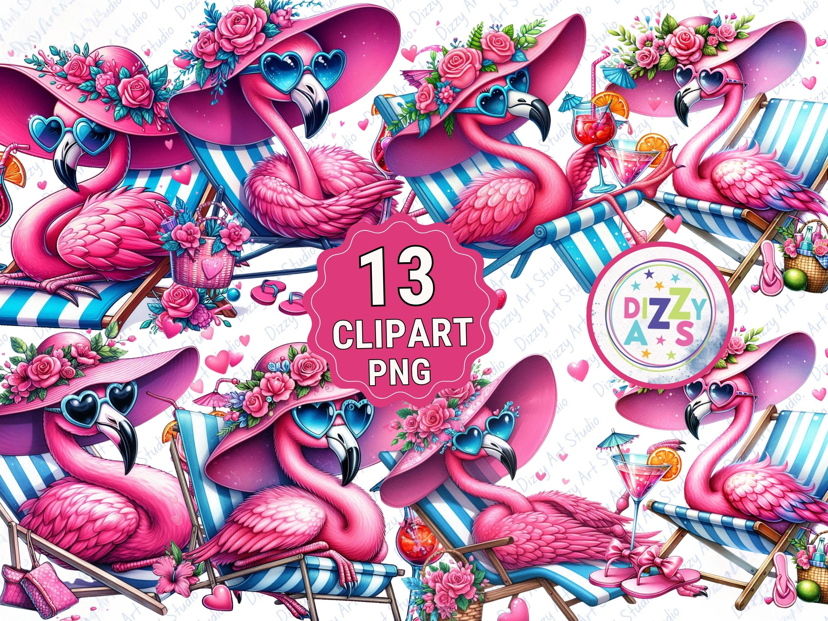 13 Flamingo Summer Clipart PNG, Cocktail, Beach Vibes, Vacation Png ...