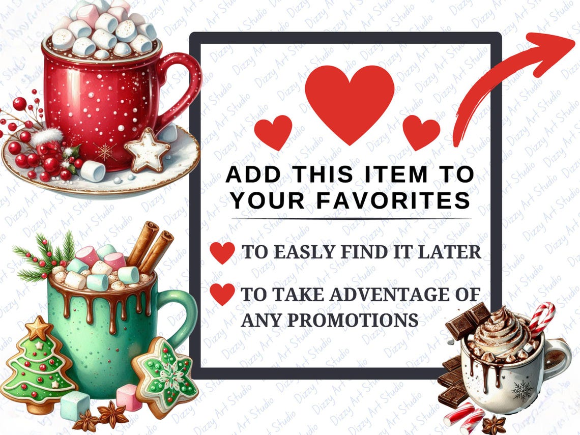 Watercolor Hot Chocolate Clipart - 27 PNG Hot Cocoa Bundle, Cozy Winter ...