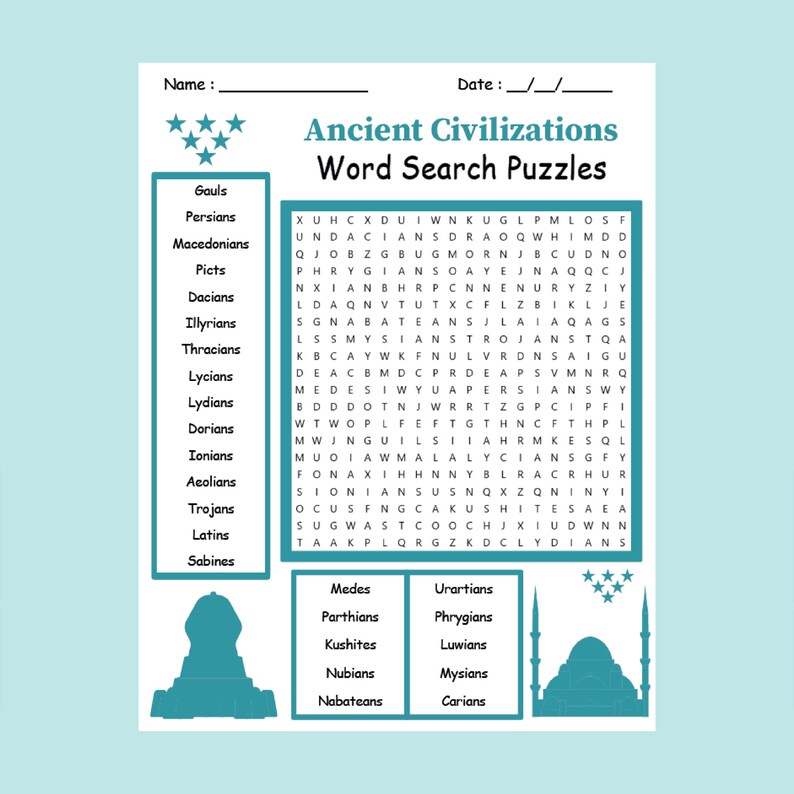 Ancient Civilizations Word Search Puzzle Worksheet Activity | Printable ...