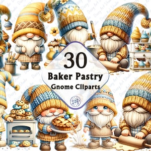 Watercolor Baker Gnome Clipart Pastry Chef Gnome, Baked With Love, Cake ...