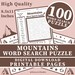 Mountains Word Search Puzzle Worksheet Activity 100 Printable Puzzle ...