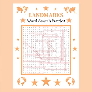 Landmarks Word Search Puzzle Worksheet Activity 99 Printable Puzzle ...