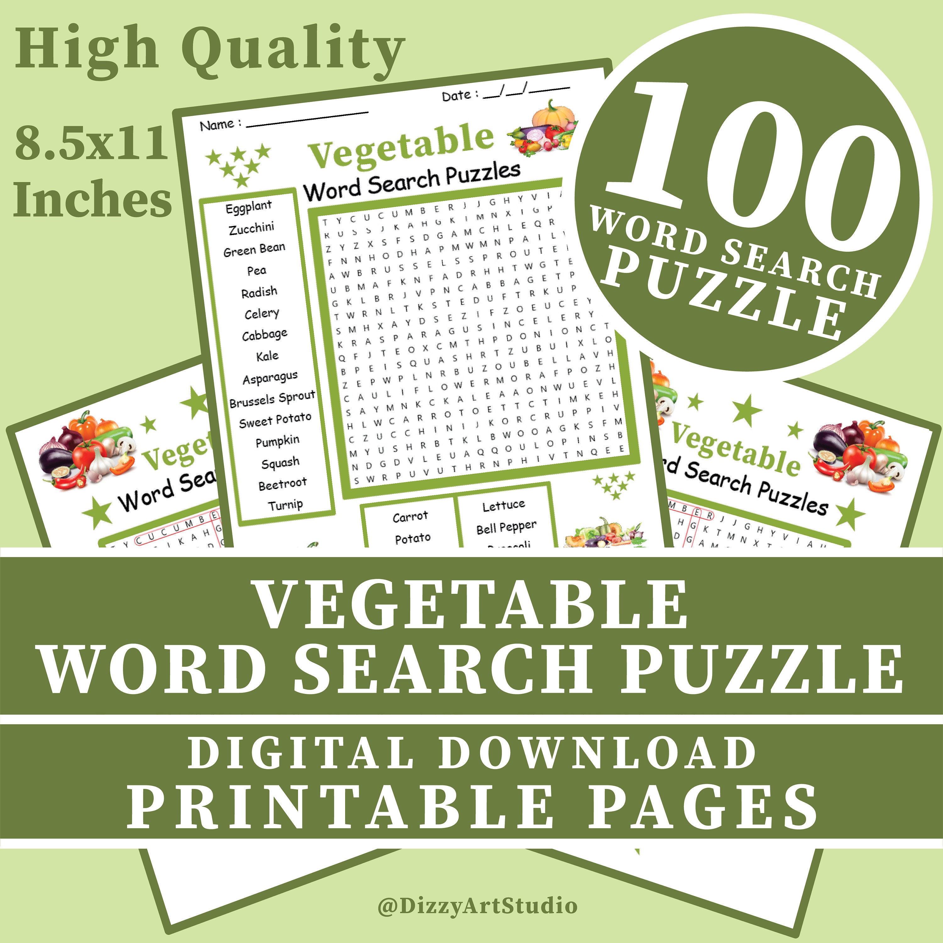 Vegetable Word Search Puzzle Worksheet Activity | 100 Printable Puzzle ...