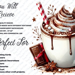 Watercolor Hot Chocolate Clipart - 27 PNG Hot Cocoa Bundle, Cozy Winter ...